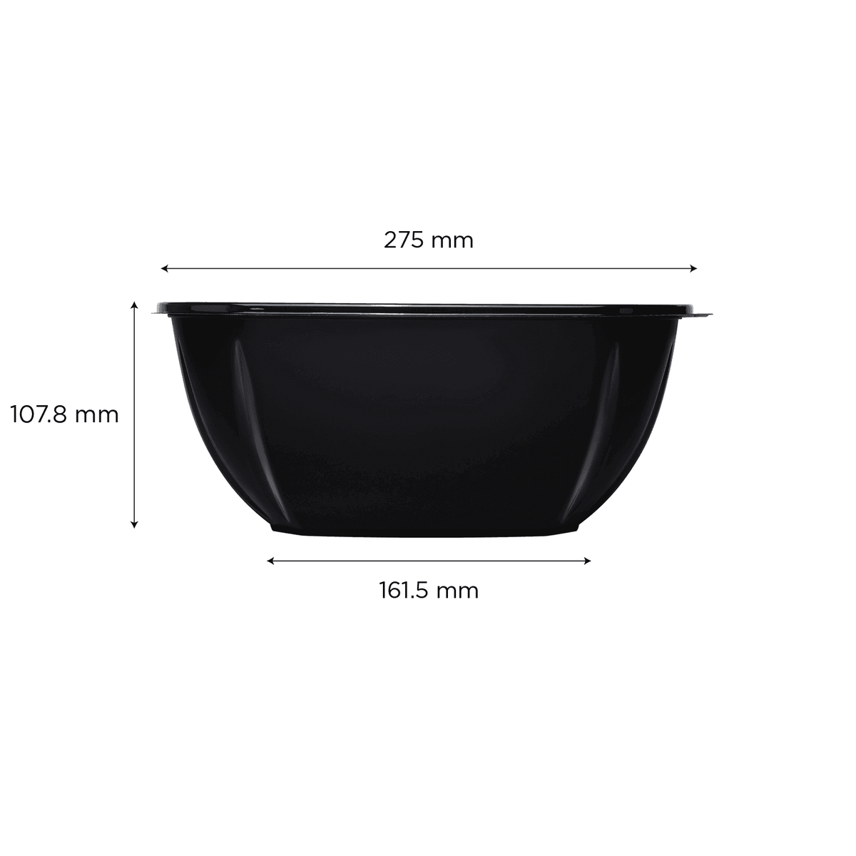 [50 ct] 160 oz Square Disposable Salad Bowls | PET | Black – LollicupStore