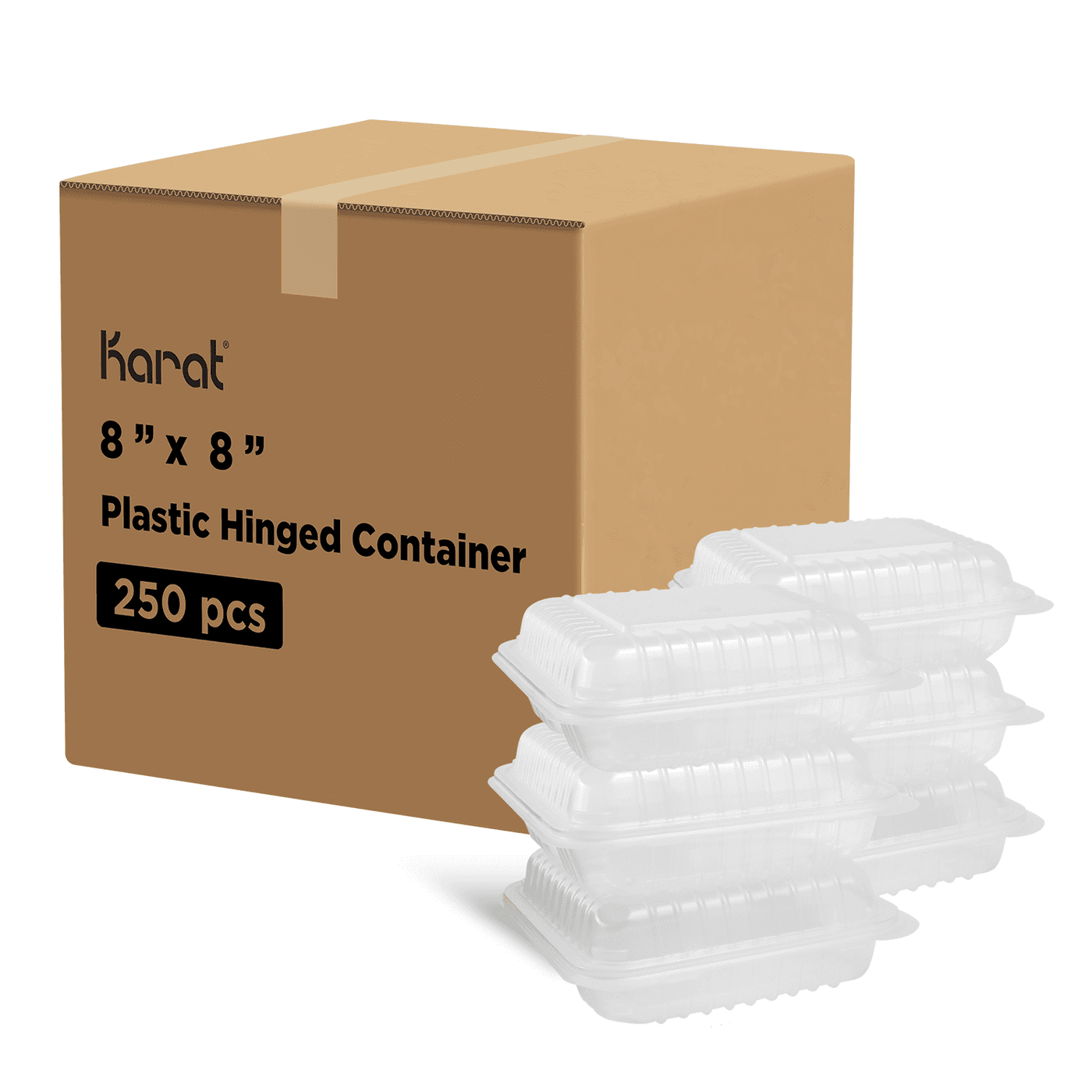 Karat 8'' x 8'' PP Plastic Hinged Container, 3 Compartments - 250 pcs ...