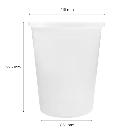 Karat 32oz PP Plastic Injection Molded Deli Containers & Lids (117mm ...