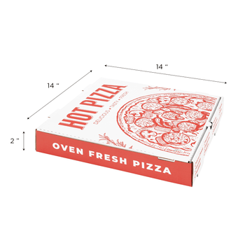 [50 ct] Corrugated Pizza Box, 14''x14''x2'', Generic Print – LollicupStore