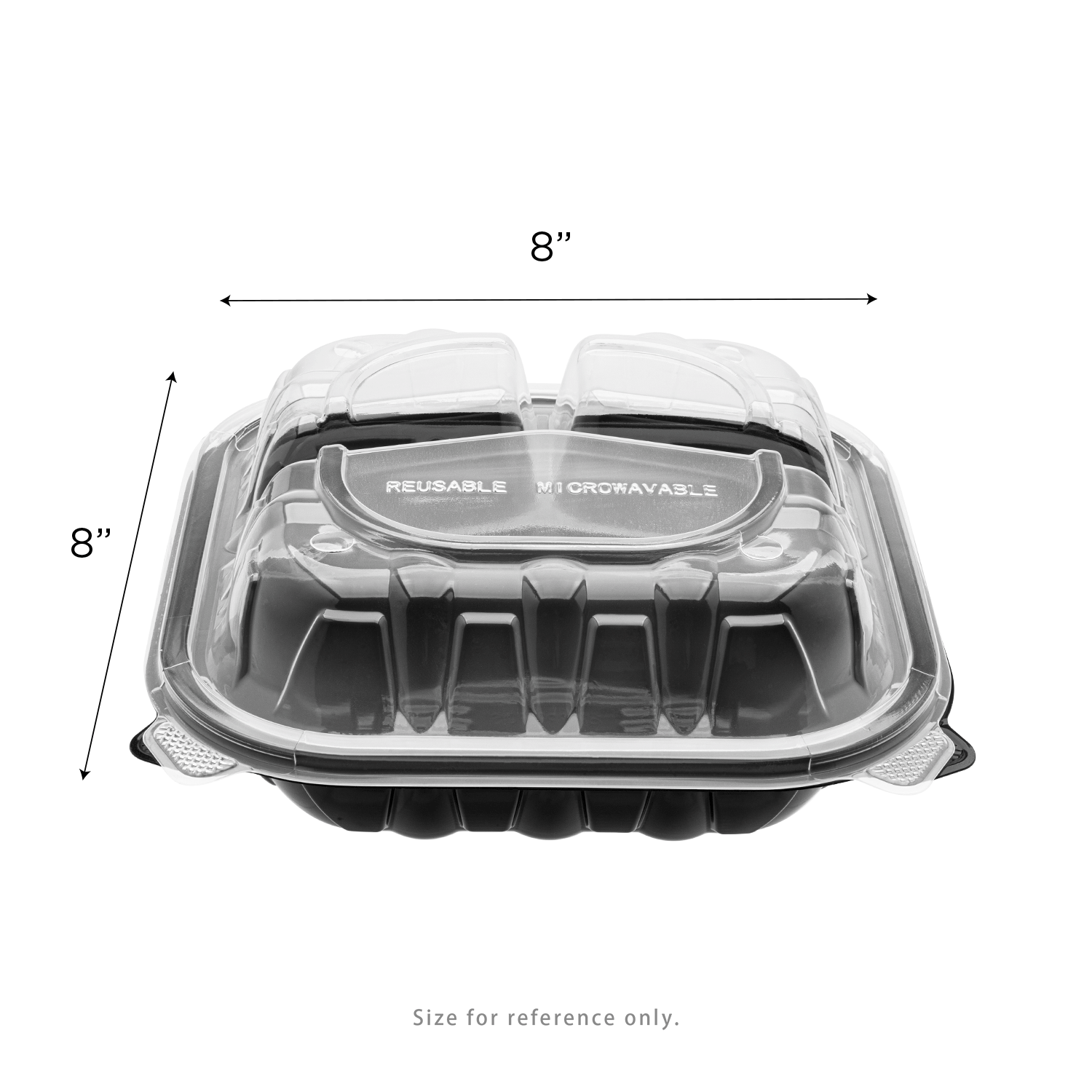 [150 ct] 8" x 8" 3-Comparment Premium PP Hinged Container with Segment ...