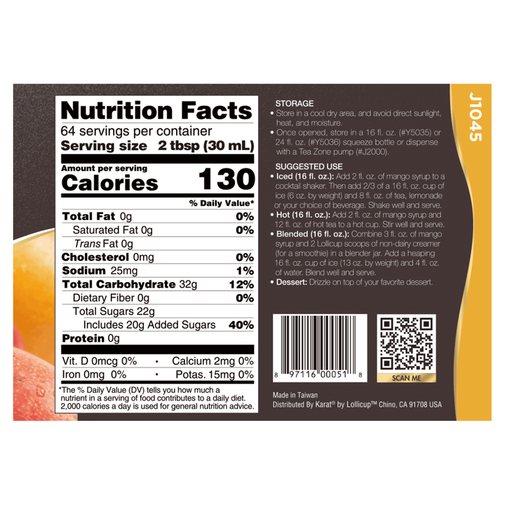 Tea Zone Mango Syrup - Bottle (64oz) – LollicupStore