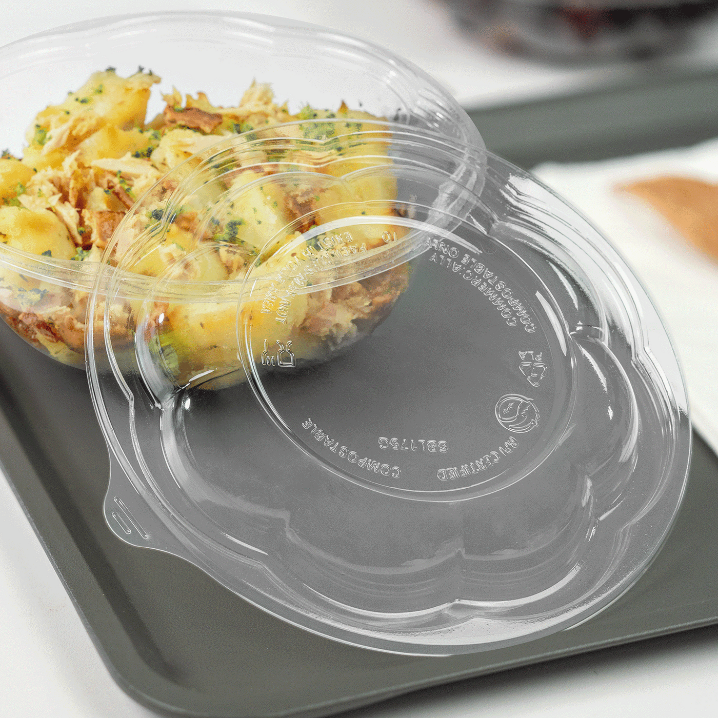 Karat Earth PLA Dome Lid for 18-48 oz. PLA Salad Container, Clear - 30 ...