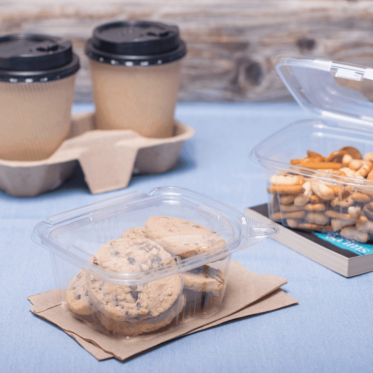 [200 ct] 16 oz PET Plastic Tamper Resistant Hinged Deli Containers wit ...