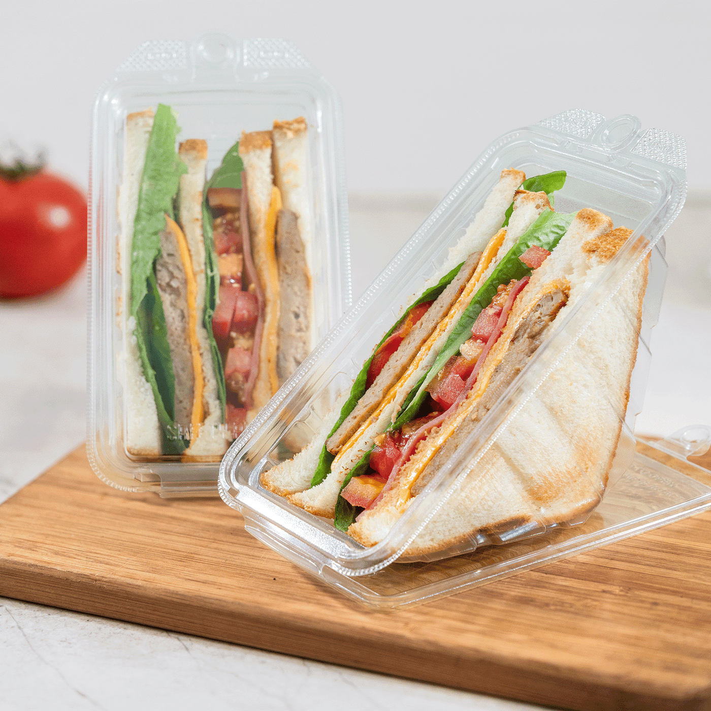[200 ct] 17oz PET Tamper Resistant Hinged Sandwich Wedge Container, Cl ...