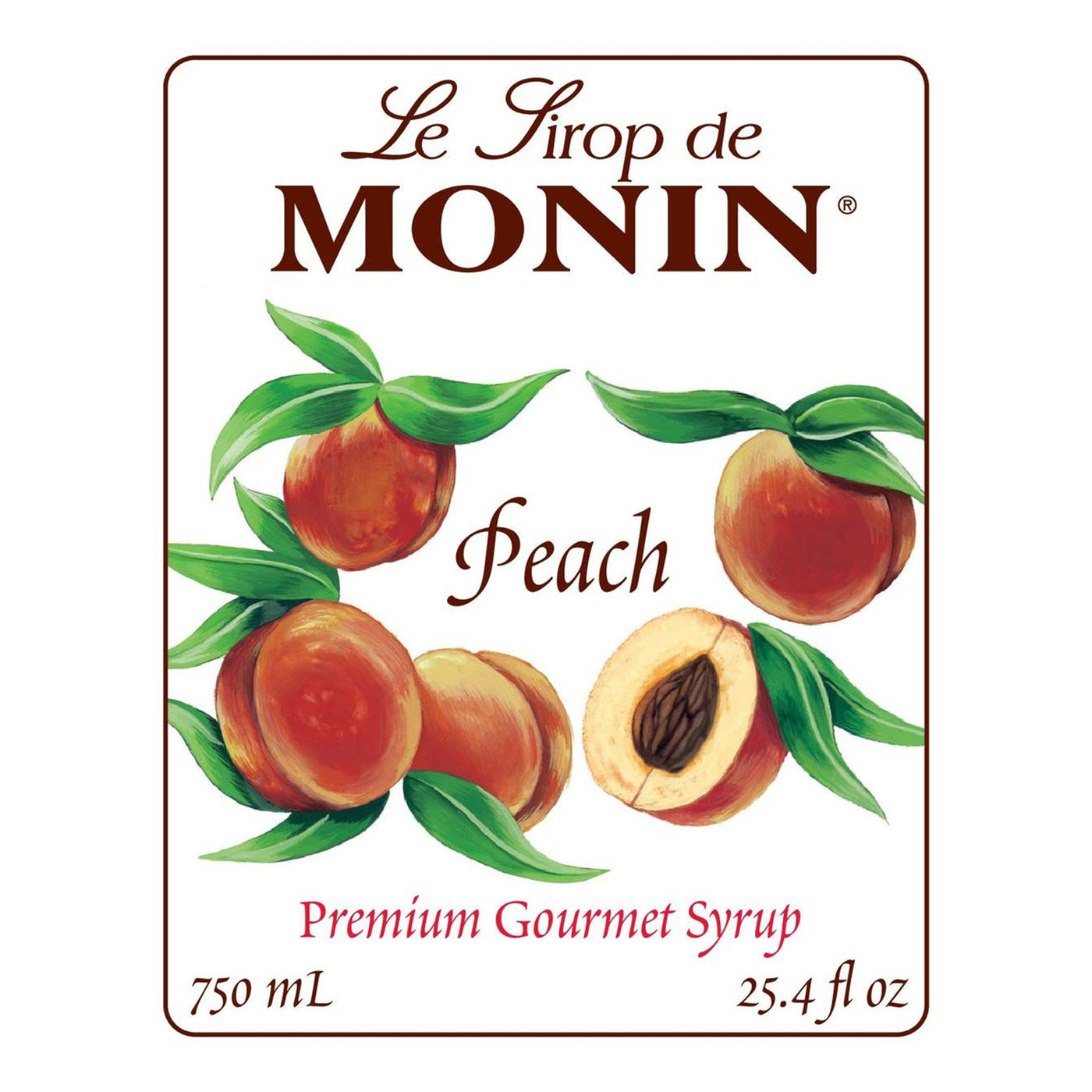 Monin Peach Syrup - Bottle (750mL) – LollicupStore