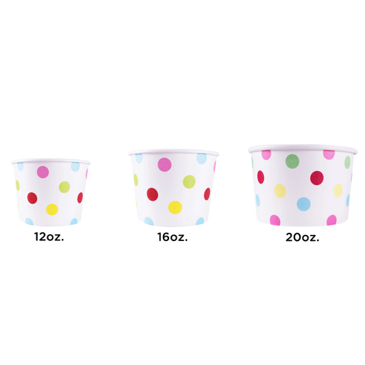 [1,000 ct] 12 oz Paper Food Containers | 100 mm | Dots Print ...
