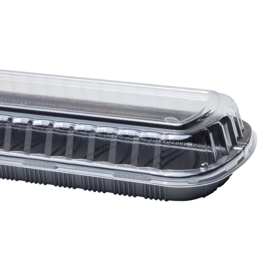 [100 ct] Full Slab Black PP Plastic Rib Container with Clear OPS lid ...