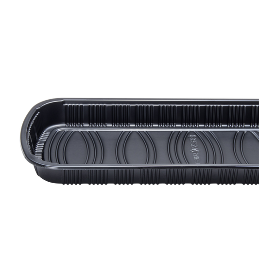 [100 ct] Full Slab Black PP Plastic Rib Container with Clear OPS lid ...