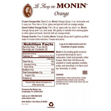 Monin Orange Syrup - Bottle (750mL) – LollicupStore