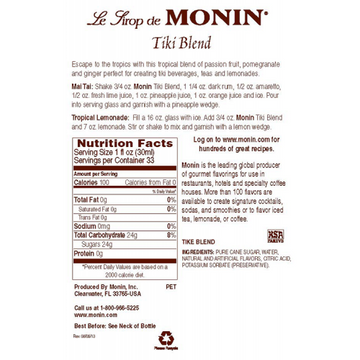 Monin Tiki Blend Syrup - Bottle (1L) – LollicupStore