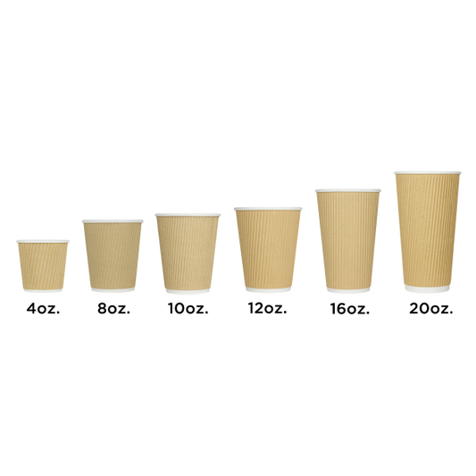 [500 ct] 12 oz Paper Coffee Cups | Ripple | 90 mm | Kraft – LollicupStore