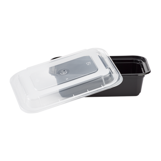 [150 sets] 24 oz PP Plastic Microwavable Rectangular Food Containers ...