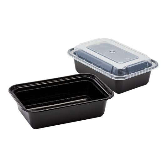 [150 sets] 24 oz PP Plastic Microwavable Rectangular Food Containers ...