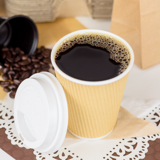 [500 ct] 12 oz Paper Coffee Cups | Ripple | 90 mm | Kraft – LollicupStore