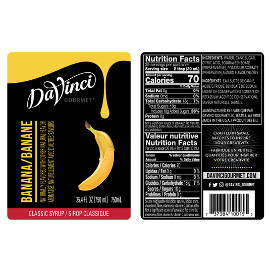 DaVinci Gourmet Banana Syrup - Bottle (750mL) – LollicupStore