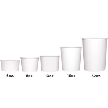 [500 ct] 10/12 oz Gourmet Paper Food Container | White | 96 mm ...